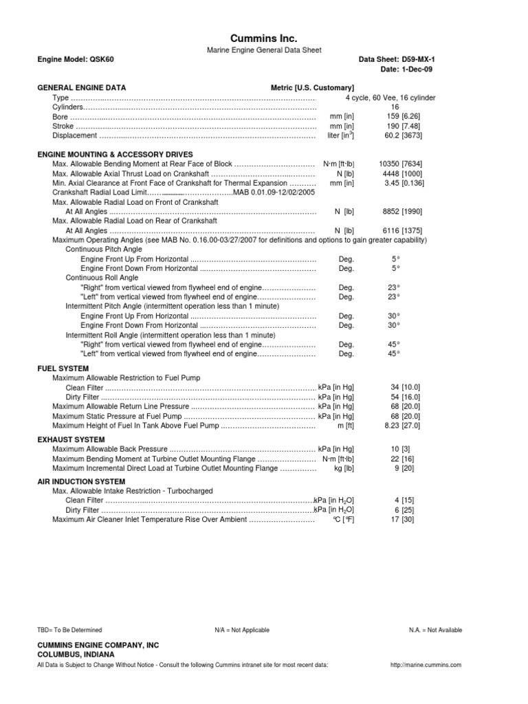 Marine Engine Specs for Engineers | PDF | Internal Combustion Engine ...