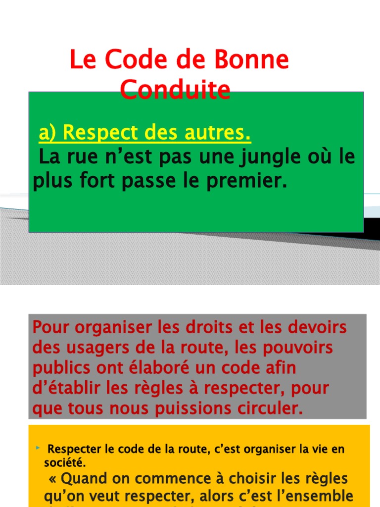 Le Code de Bonne Conduite | PDF Le Code de Bonne Conduite | PDF