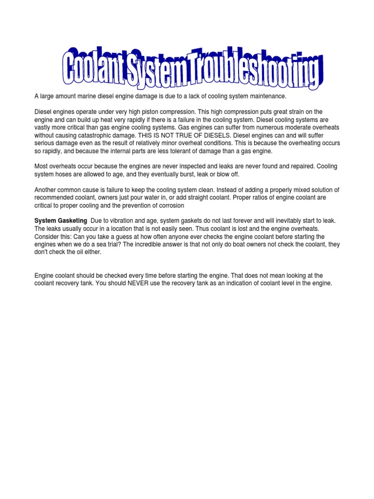 Tab 5 Coolant System Troubleshooting Pdf Heat Exchanger Water