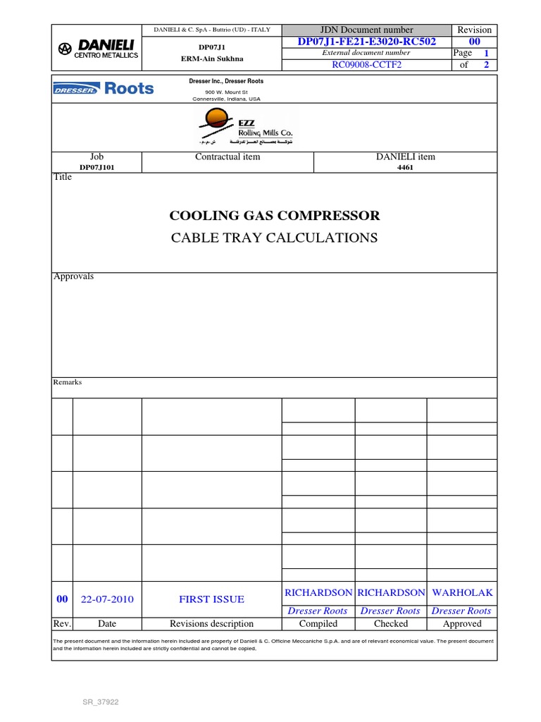 Cooling Gas Compressor: Cable Tray Calculations | PDF | Manufactured ...