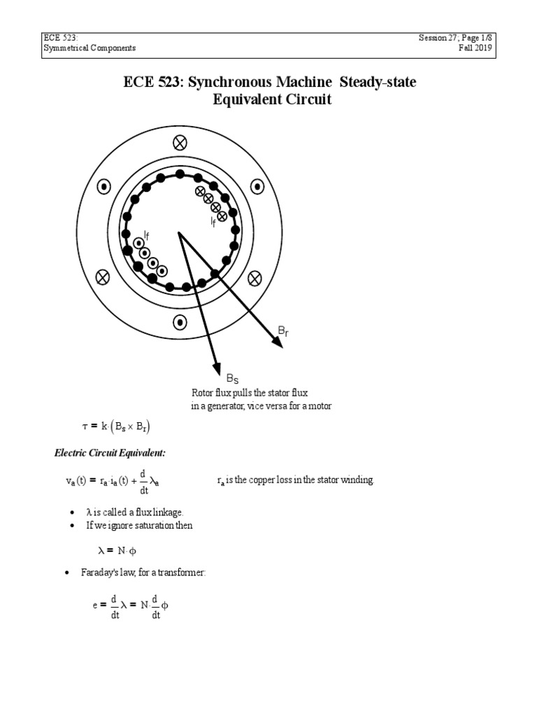 ECE 523: Synchronous Machine Steady-State Equivalent Circuit | PDF ...