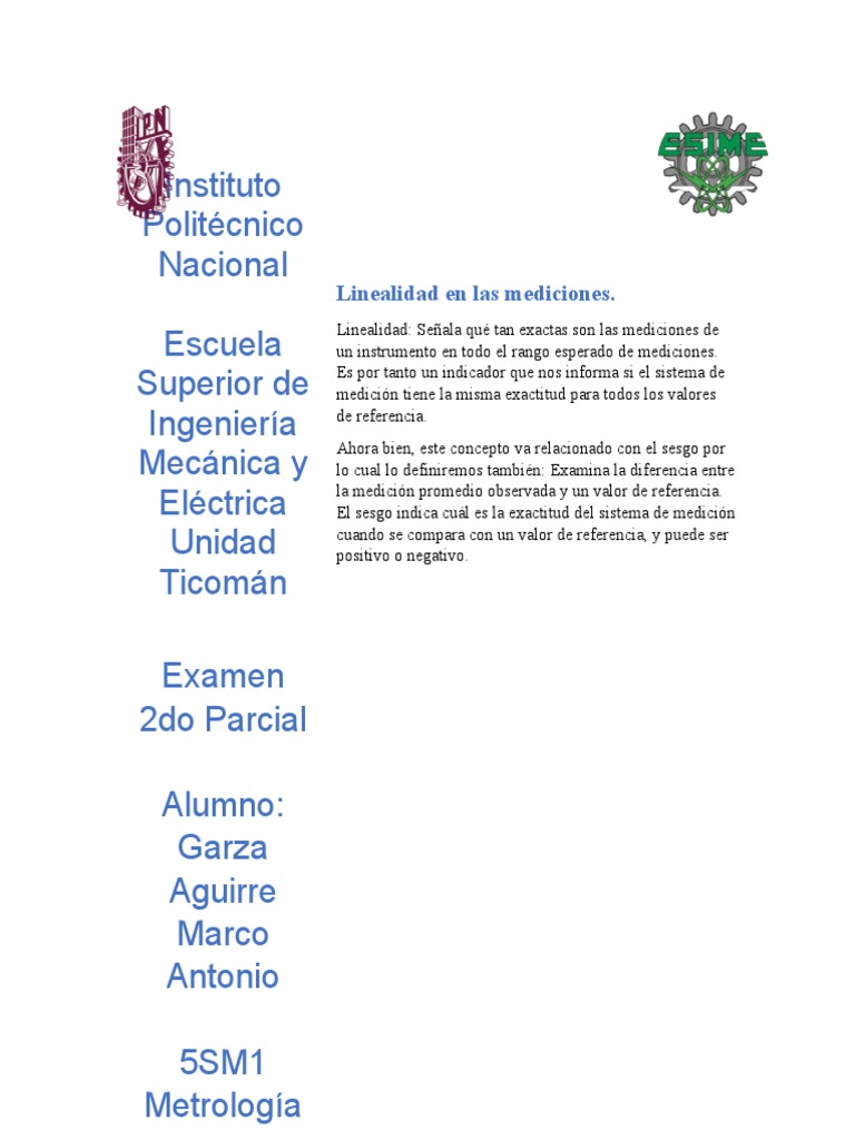Linealidad y incertidumbre en mediciones | PDF | Medición | Incertidumbre