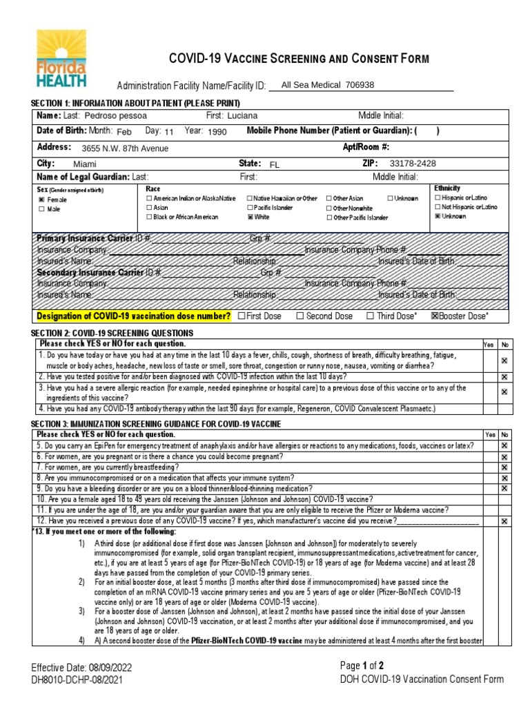 COVID-19 Vaccination Consent Form | PDF | Biotechnology | Pediatrics