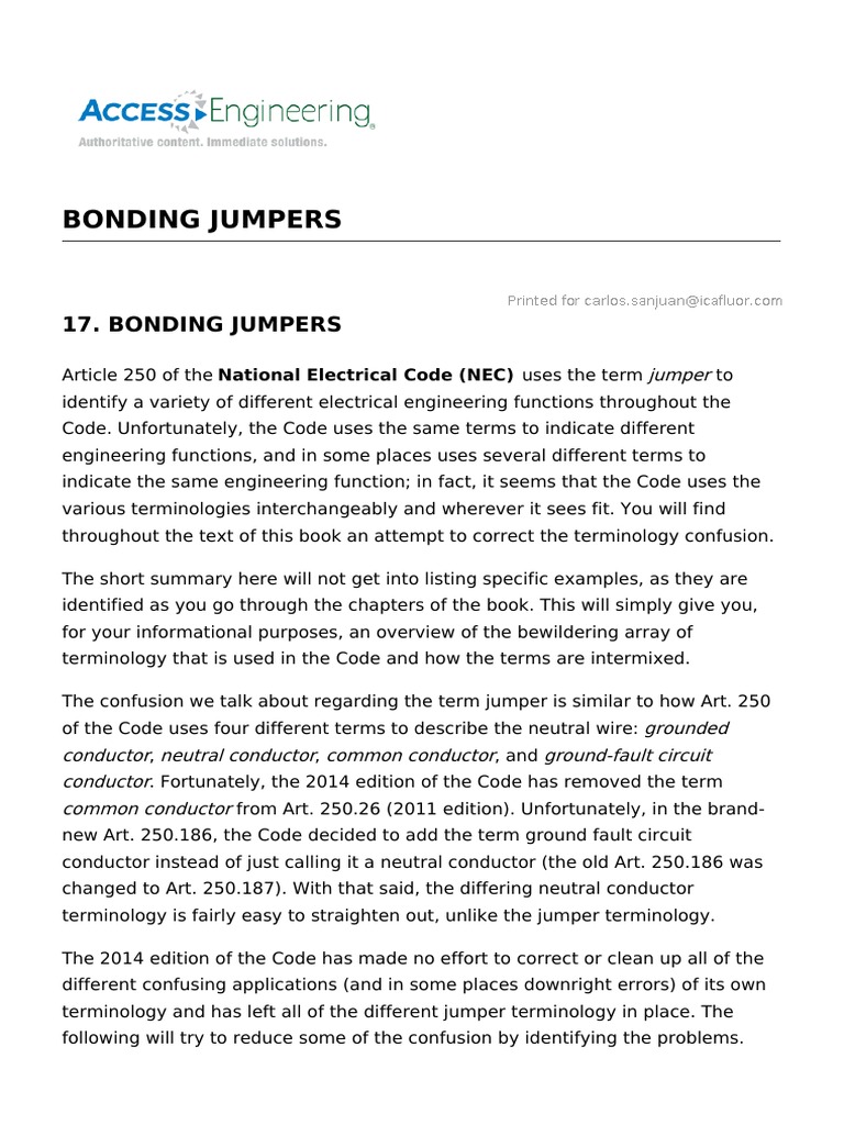 Bonding Jumpers | PDF | Electrical Engineering | Electricity