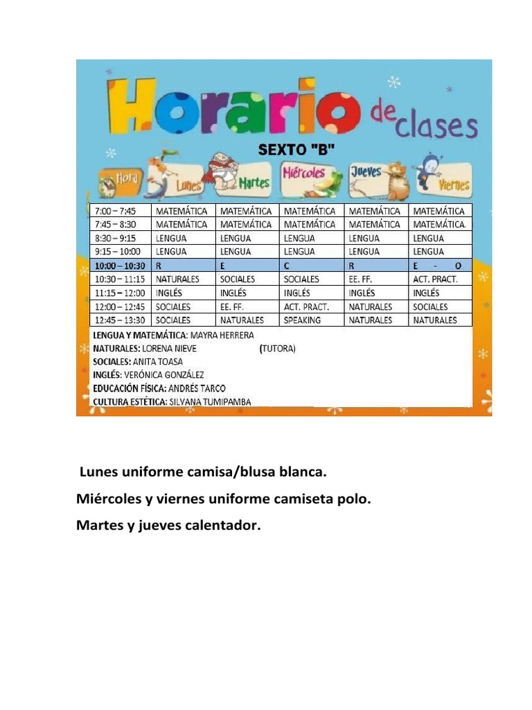Horario 6b | PDF