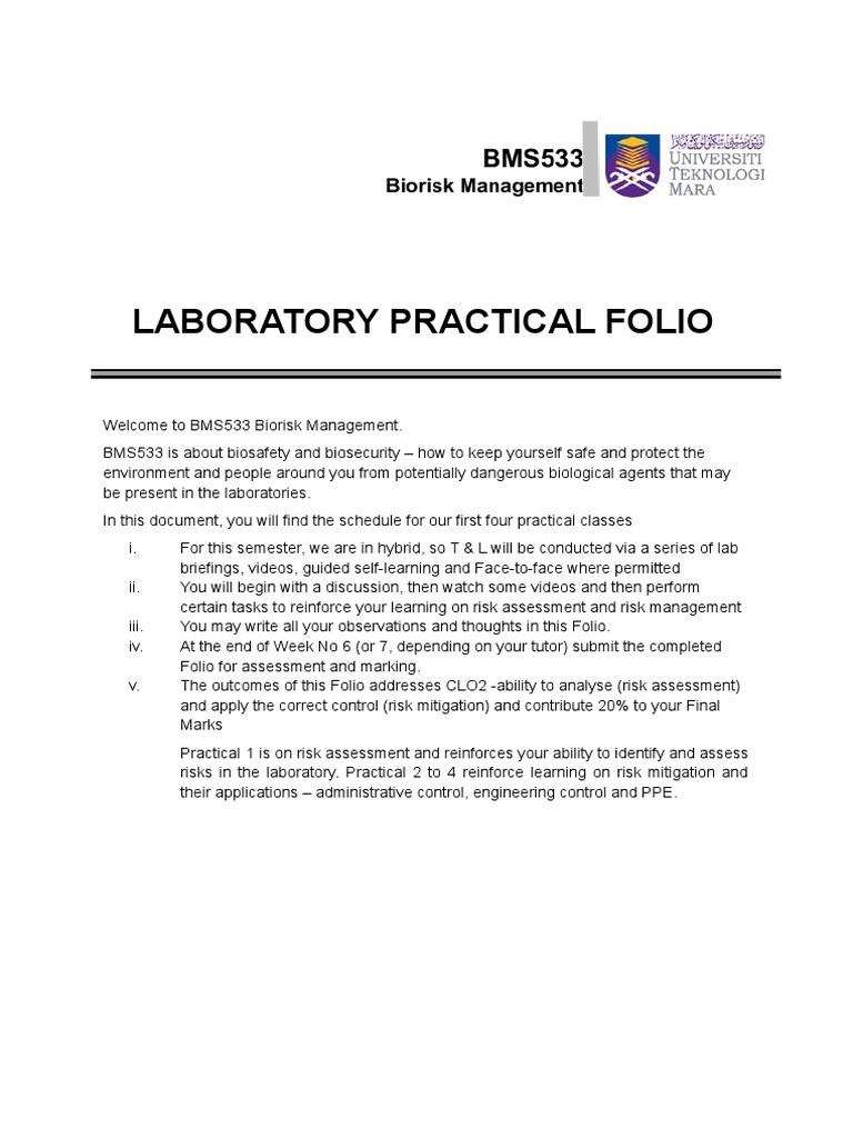 BMS533 Practical 1 (Lab 1) | PDF | Infection | Tuberculosis