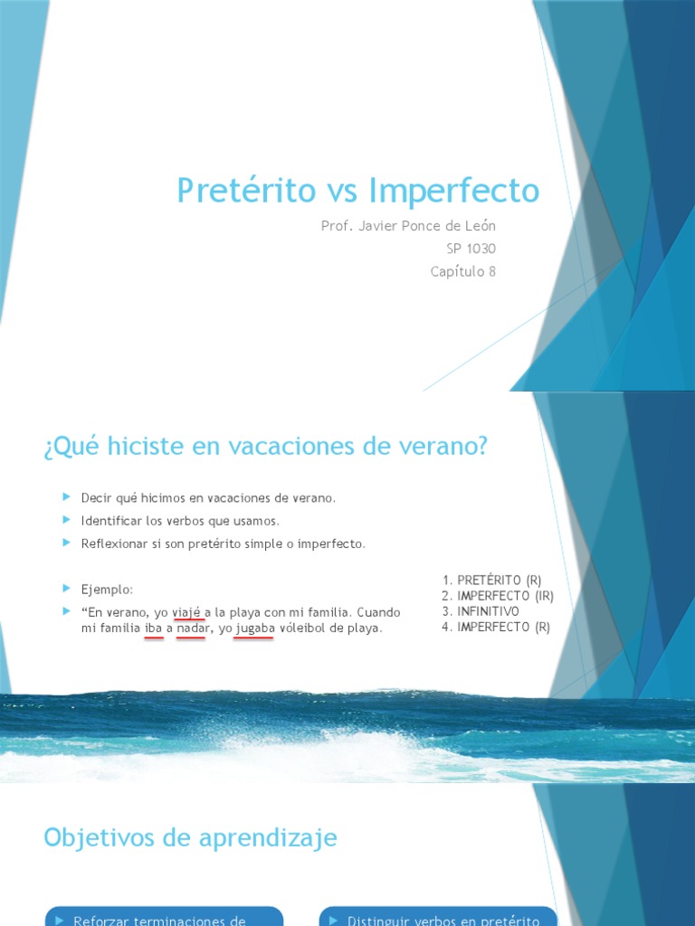 Pretérito Vs Imperfecto | PDF | Verbo | Gramática