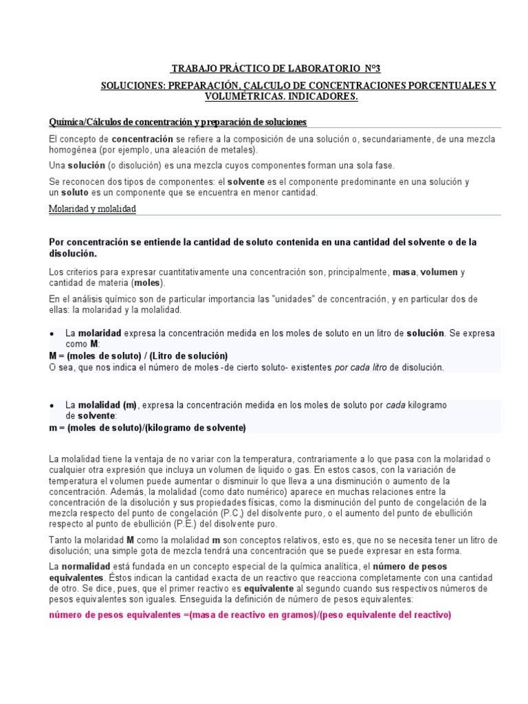 Trabajo Práctico de Laboratorio #3 | PDF | Concentración | Química