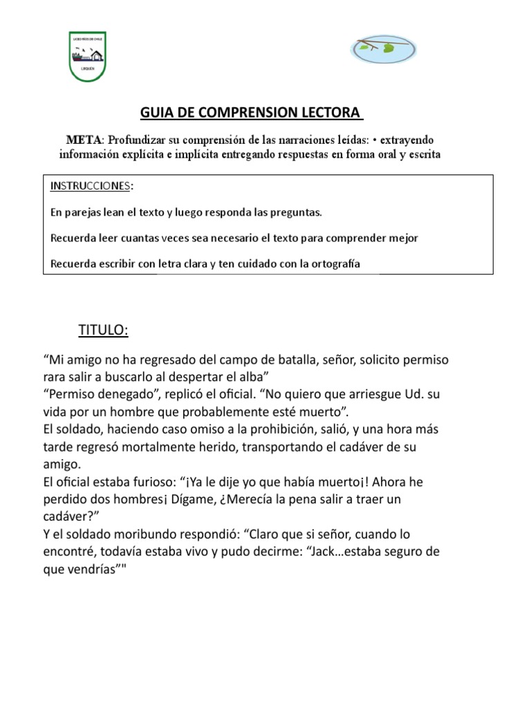 Guia de Comprension Lectora Adecuada | PDF