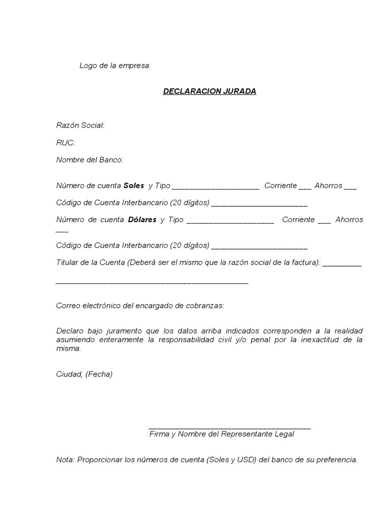 Declaración Jurada de Proveedores | PDF