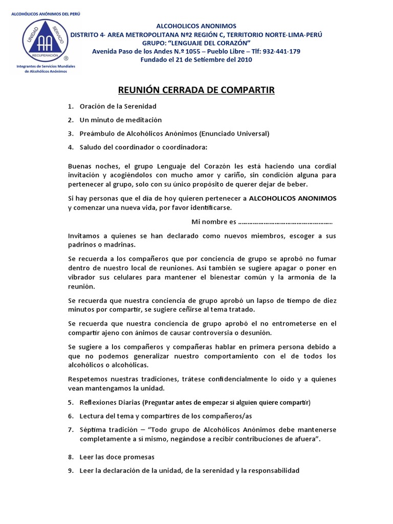 Reunión Cerrada de Compartir Lenguaje Del Corazon 2022 | PDF | Estudios ...