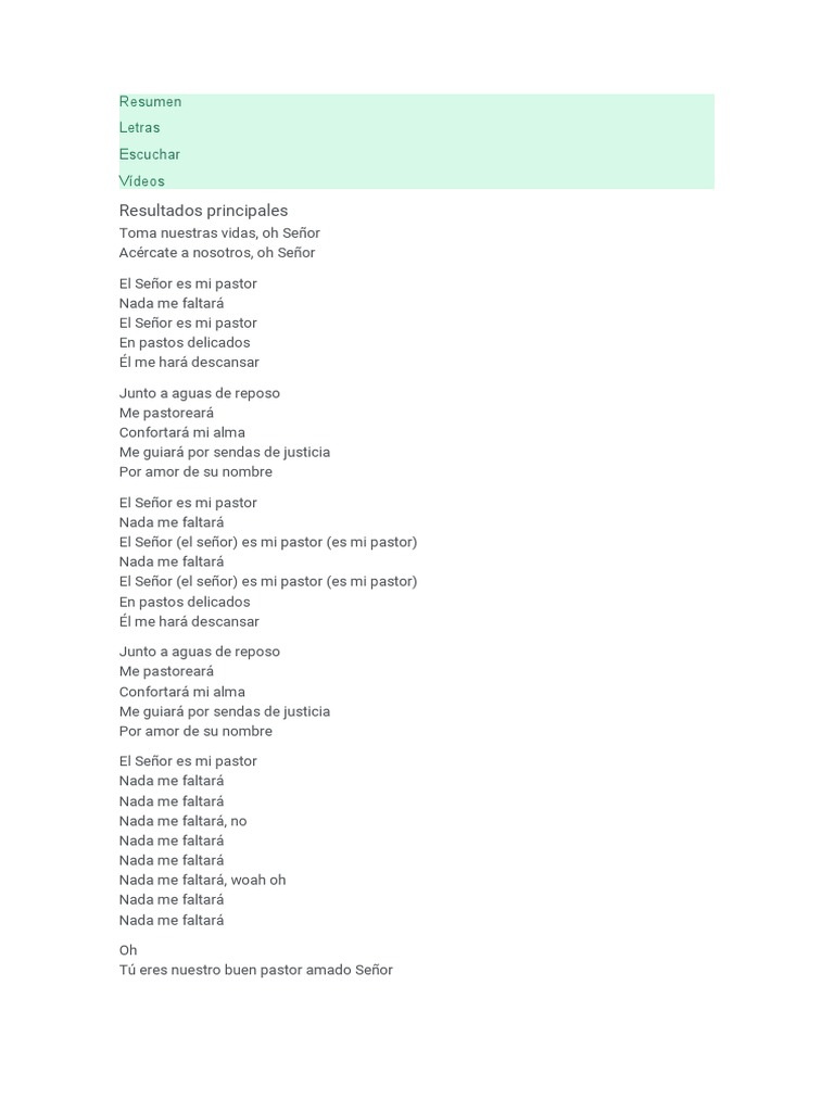 Resultados Principales: Resumen Letras Escuchar Vídeos | PDF