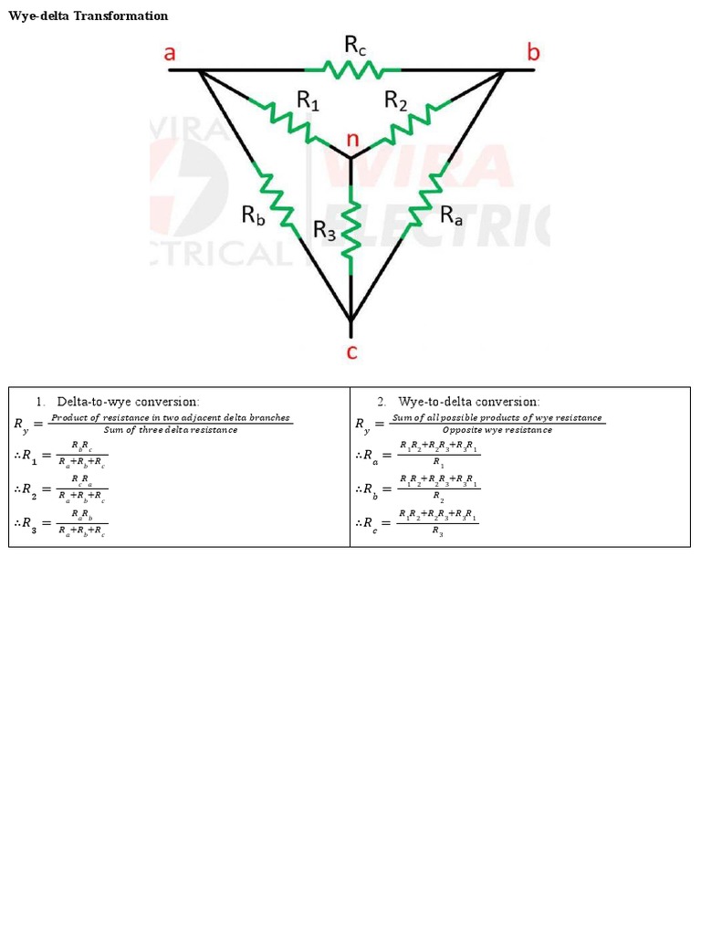 Wye-Delta Transformations: Converting Between Equivalent Wye and Delta Circuits | PDF ...