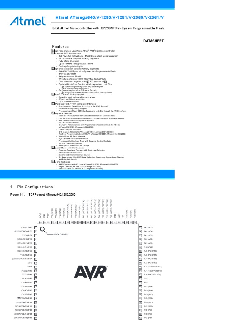 Datasheet Atmega2560 | PDF | Central Processing Unit | Electronic Circuits