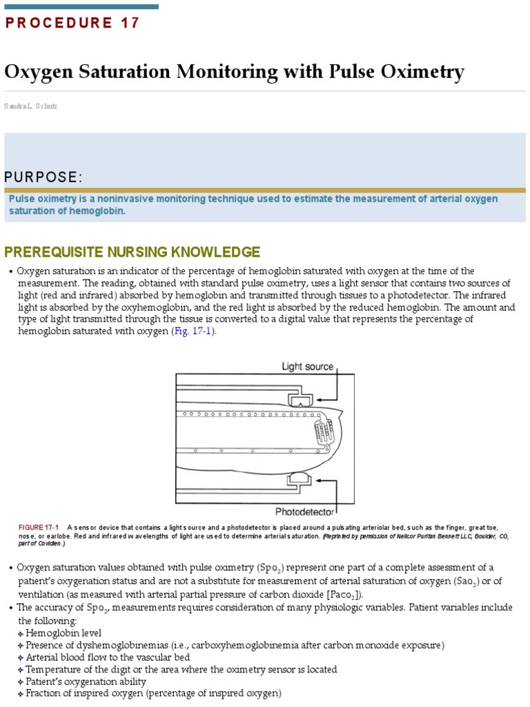 Oxygen Saturation Monitoring With Pulse Oximetry | PDF | Hemoglobin ...