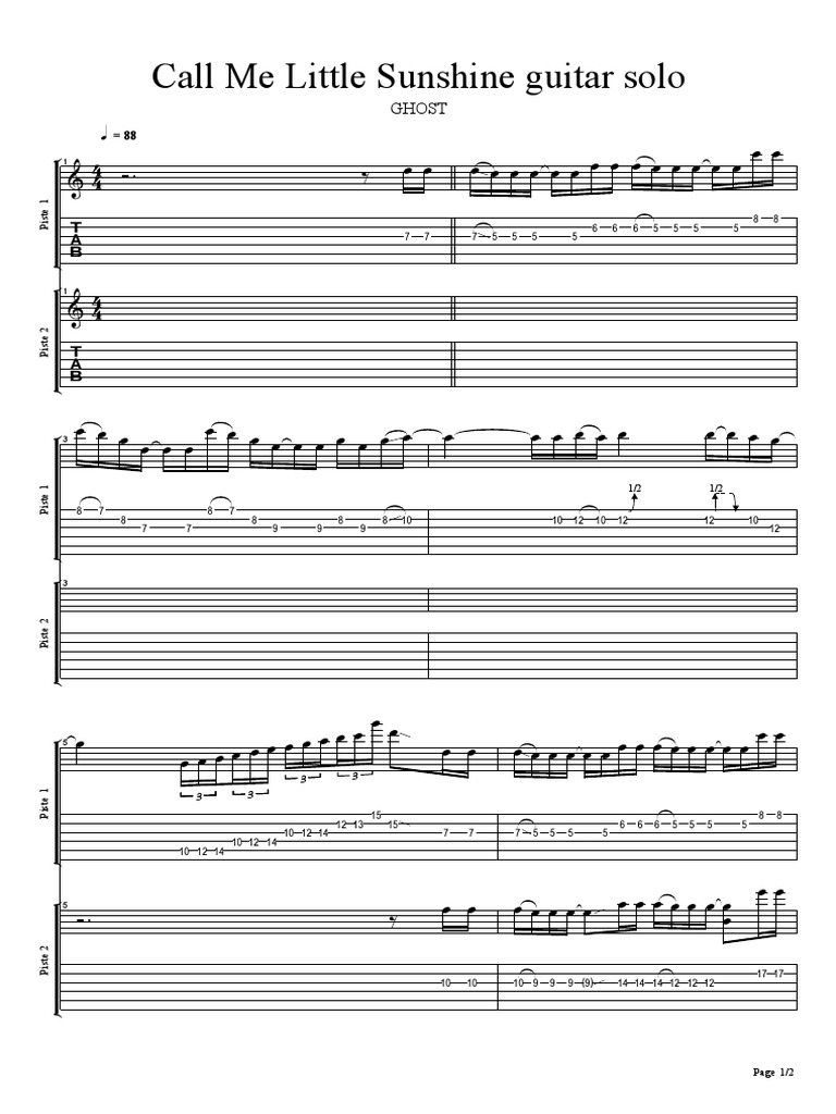 Ghost - Call Me Little Sunshine Guitar Solo | PDF