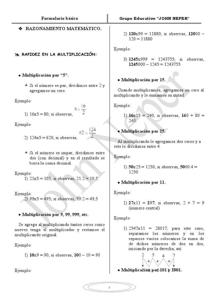 Formulario Básico | PDF | Exponenciación | Matemática Elemental