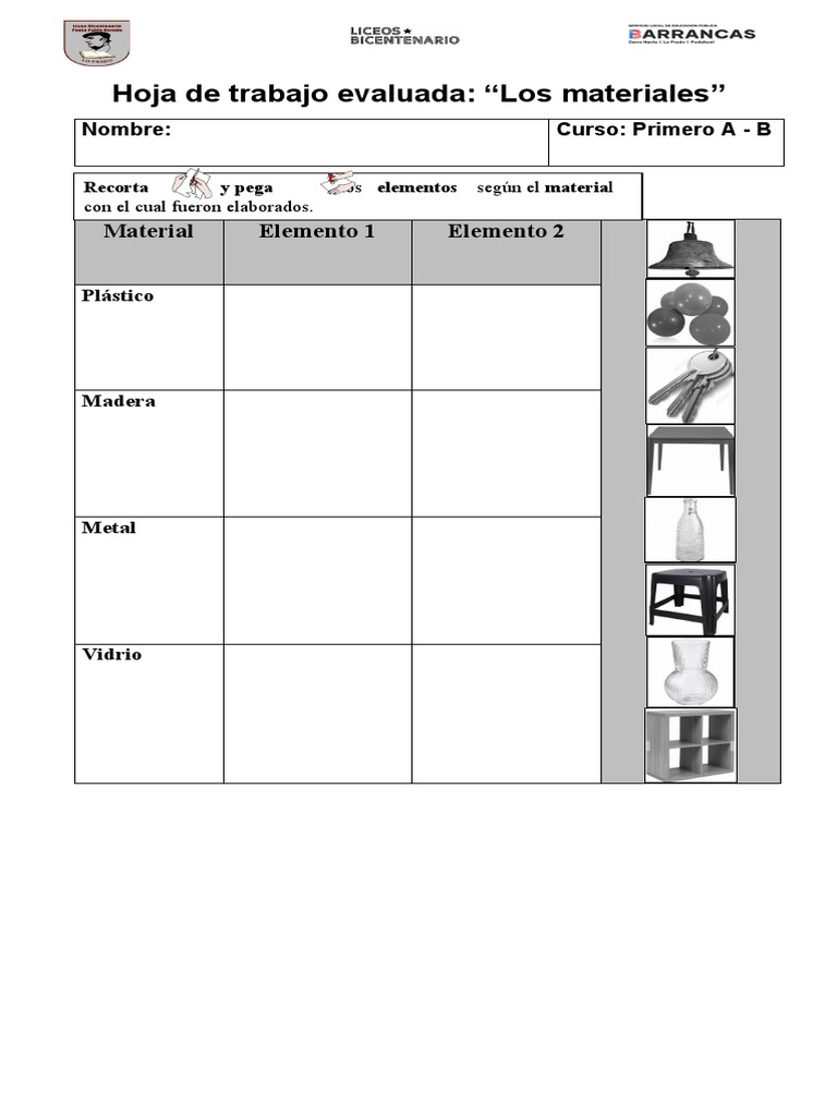 Hoja de Trabajo Evaluada - Ciencias Naturales - Los Materiales | PDF