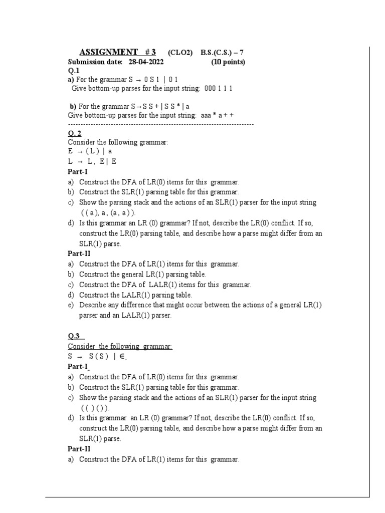 Assignment 3 Pdf Parsing Theoretical Computer Science