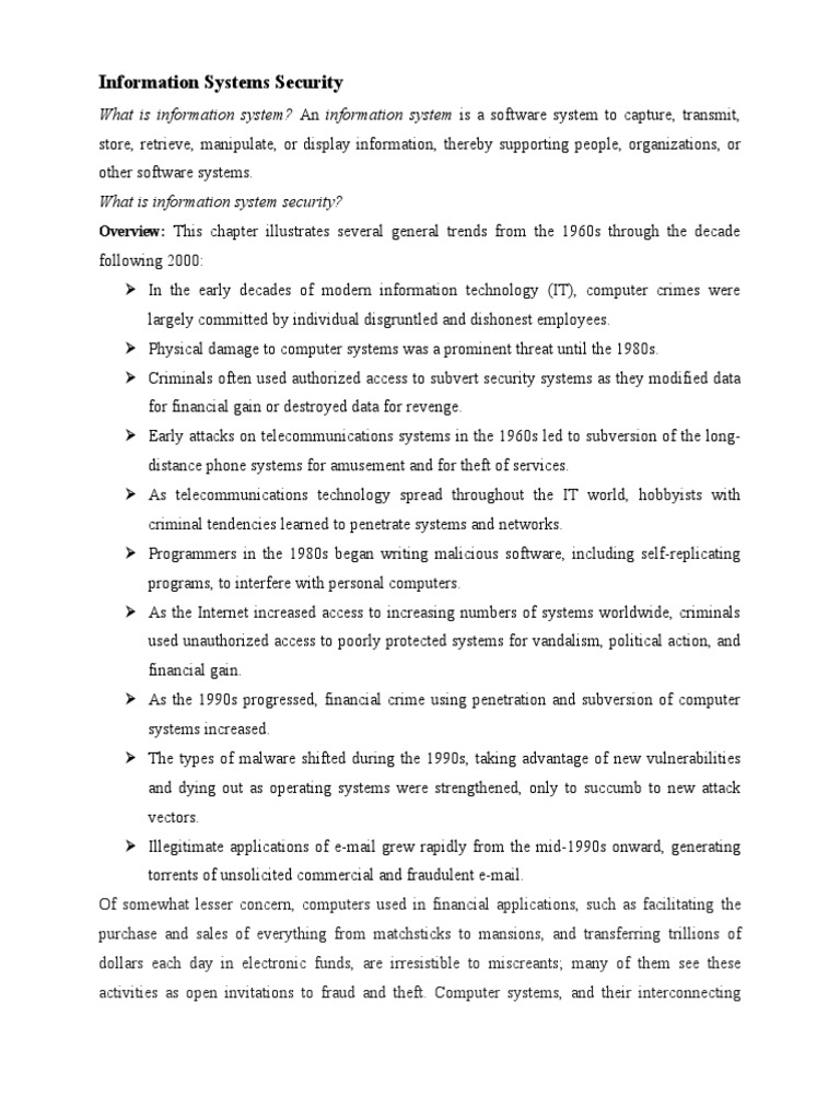 Information Systems Security Pdf Information Security Security