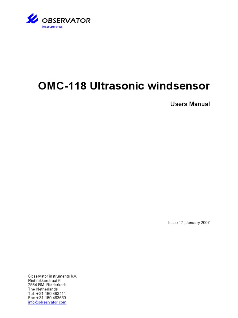 Omc 118 Anemometer | PDF | Manufactured Goods | Computer Engineering