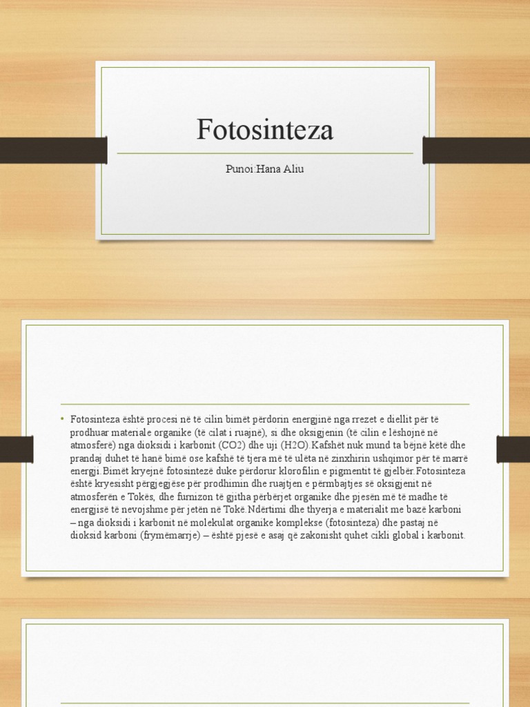 Fotosinteza: Punoi:Hana Aliu | PDF