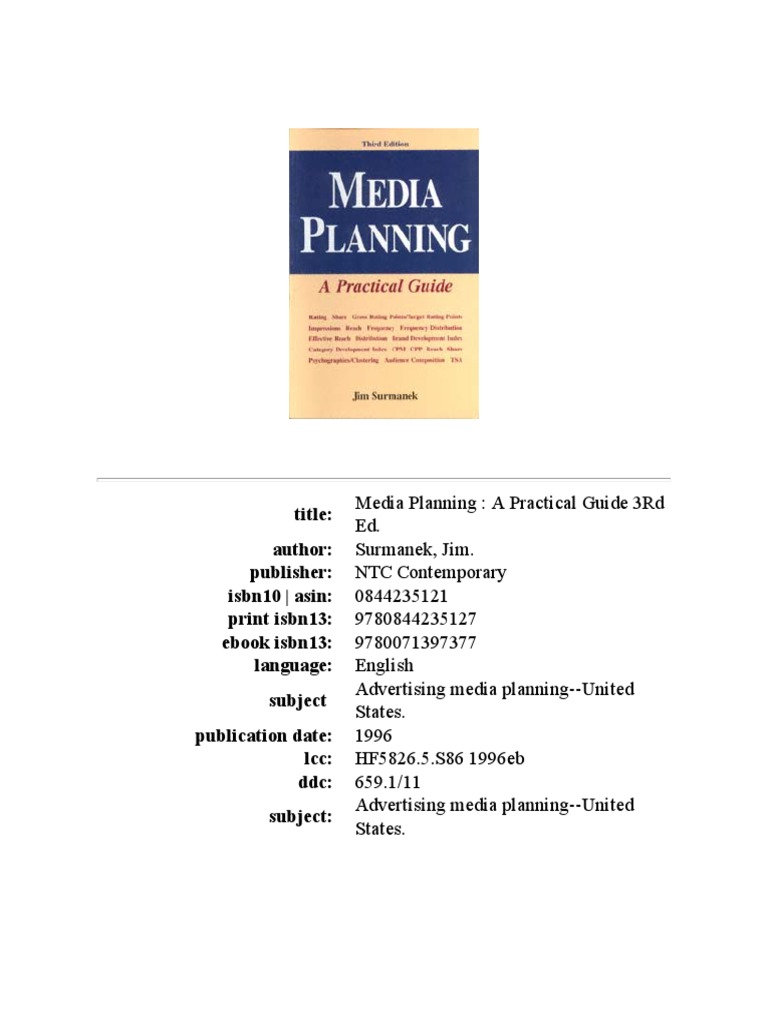 Practical Guide Media Planning | PDF | Audience Measurement | Nielsen Ratings