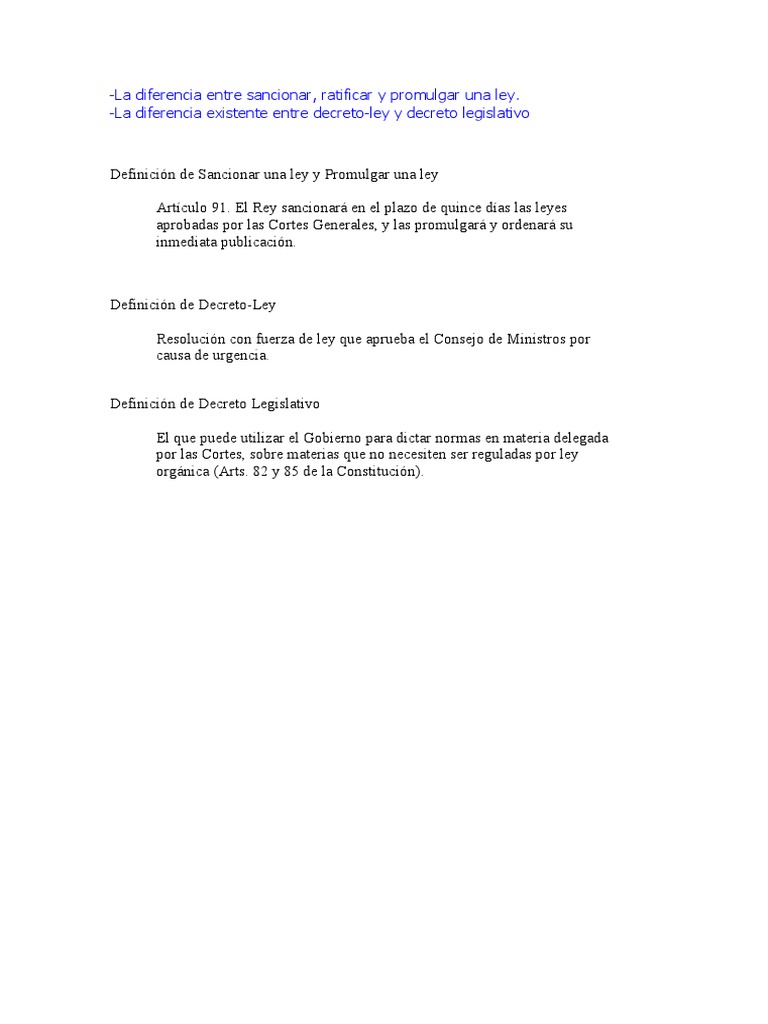 Diferencias entre sancionar y promulgar | PDF | Hogar, jardinería y ...