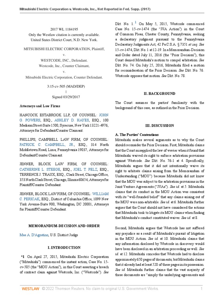 Mitsubishi Electric Corporation V Westcode Inc | PDF | Lawsuit ...