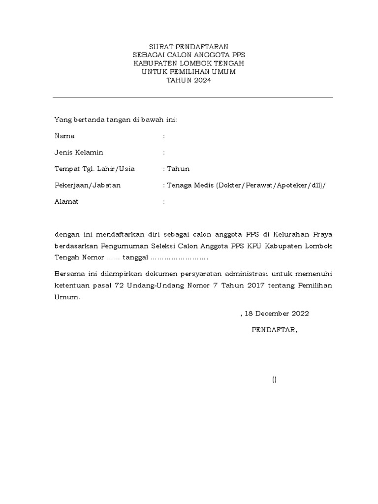 Surat Pendaftaran | PDF
