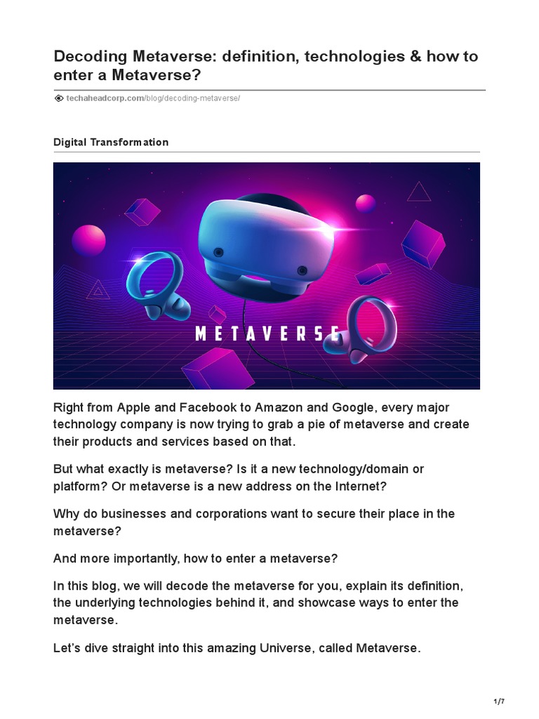 Techaheadcorp-Decoding Metaverse | PDF | Virtual Reality | Augmented Reality