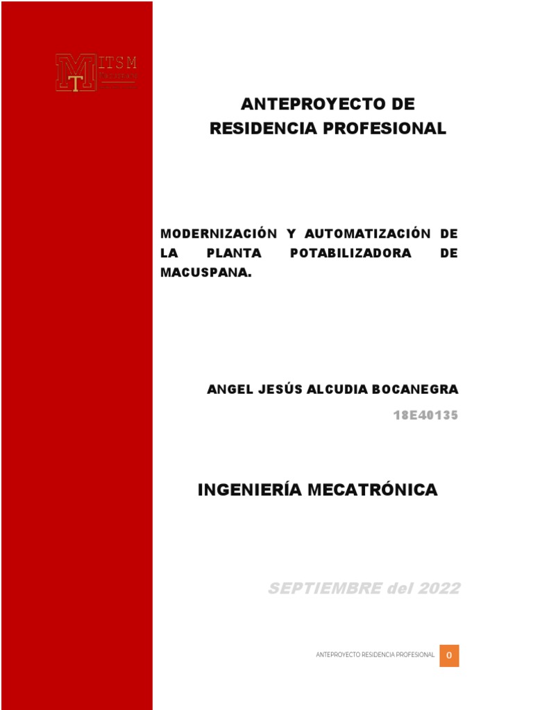 Anteproyecto de Residencia Profesional 18e40135 Angel Jesus Alcudia Bocanegra | PDF | Agua ...