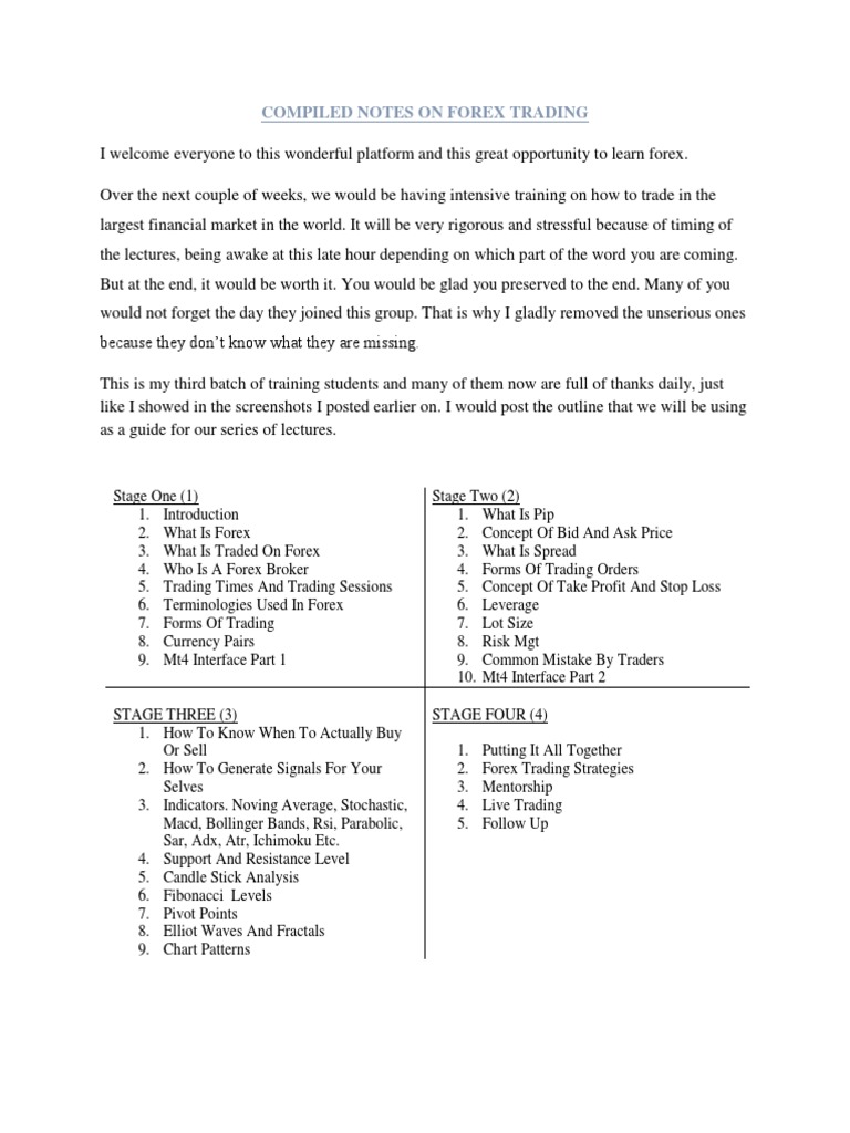 NOTES ON FOREX TRADING | PDF | Foreign Exchange Market | Financial Markets