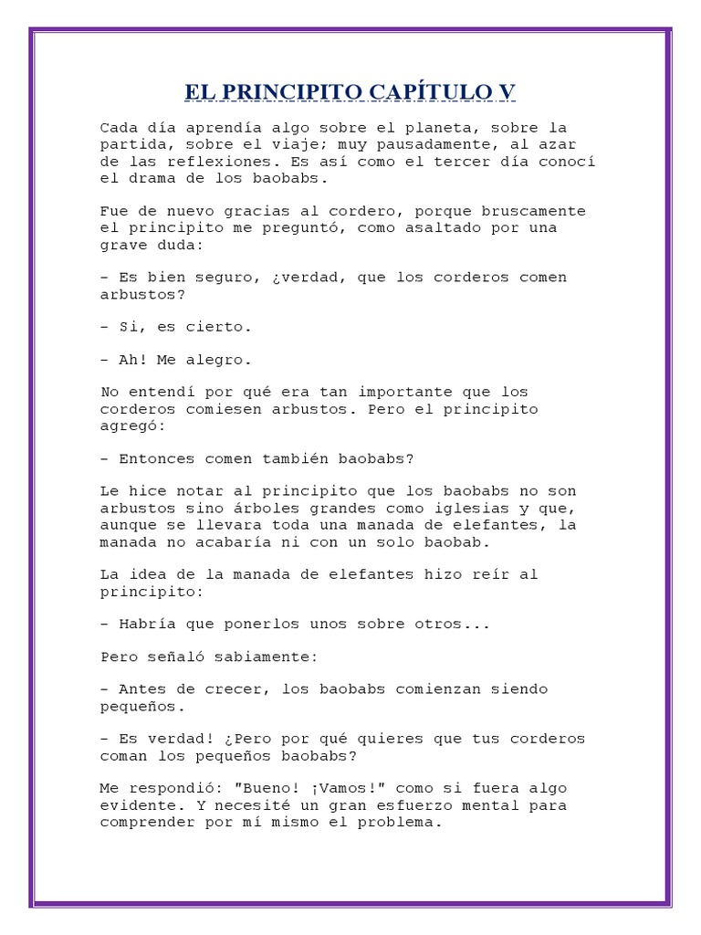 El Principito Capítulo V | PDF | El Principito