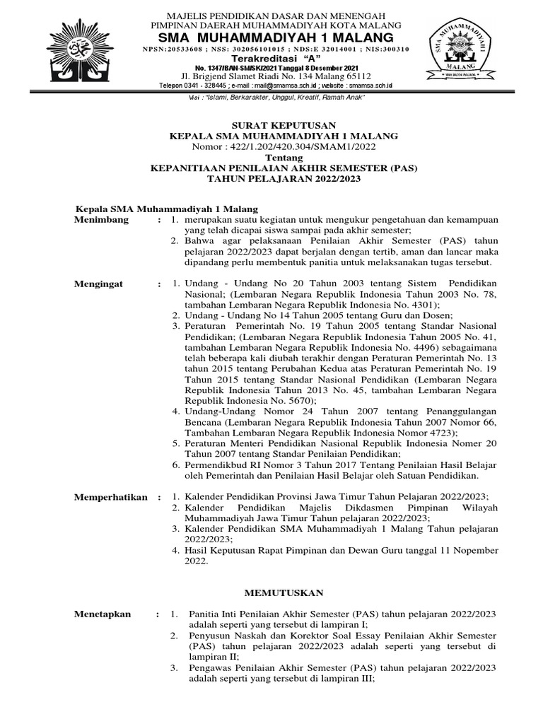 SK Pas 2022-2023 | PDF