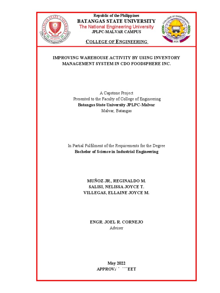 Group 1 Improving Warehouse Activity Using Inventory Management System ...