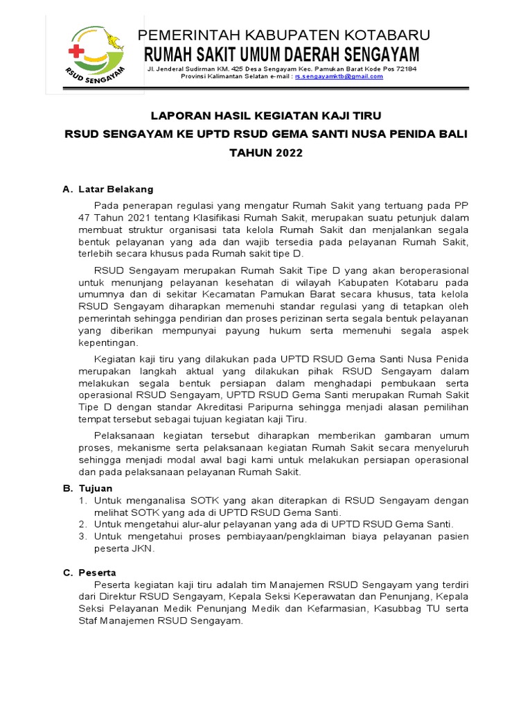 Laporan Hasil Kegiatan Kaji Tiru | PDF