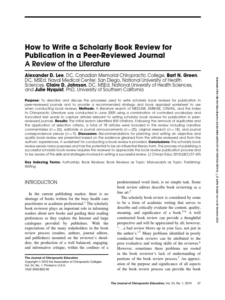 How To Write A Scholarly Book Review For Publication in A Peer-Reviewed ...