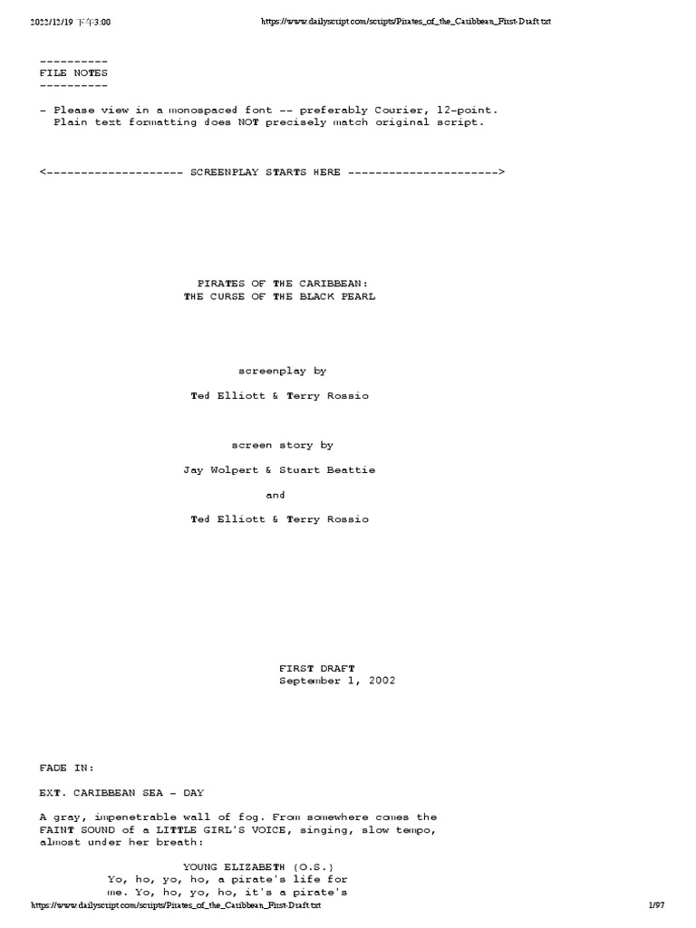 Pirates of The Caribbean First-Draft | PDF