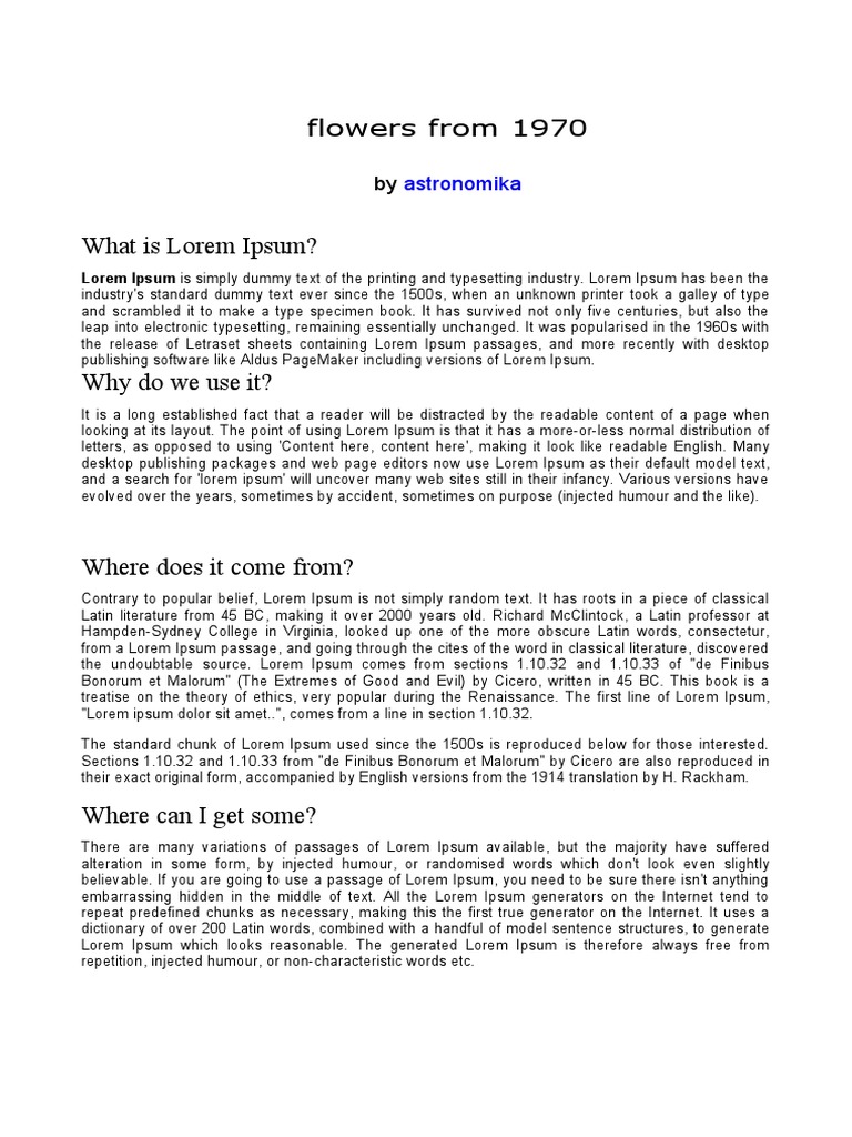 Flowers From 1970 | PDF | Written Communication | Writing
