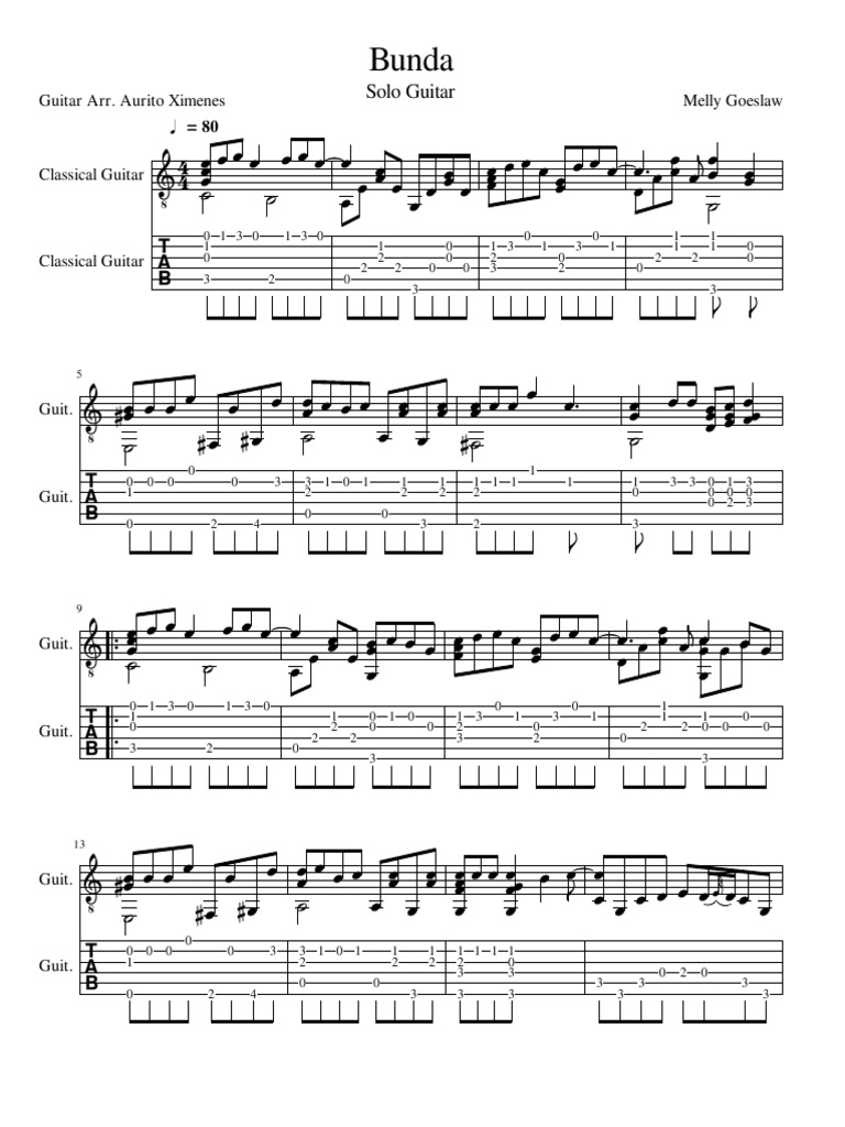Bunda by Melly Goeslaw-Guitar Fingerstyle | PDF