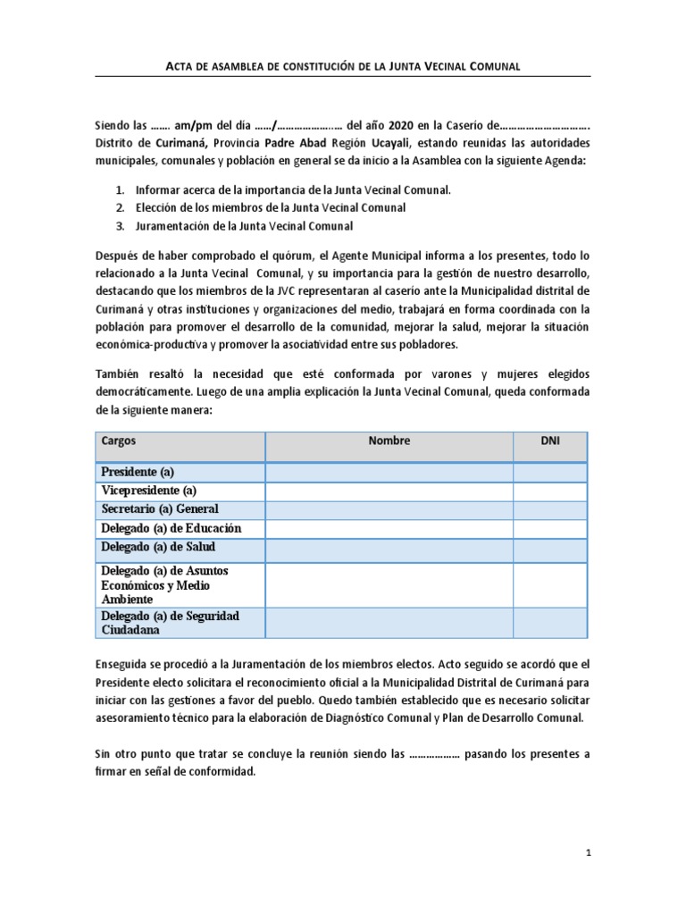 Formatos Juntas Vecinales | PDF | Gobierno
