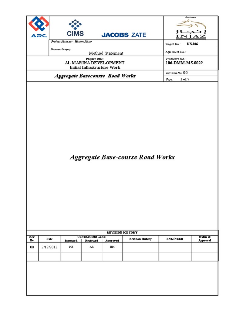 MS 29 Aggregate Base Course Road Works Rev00 | PDF | Road | Truck