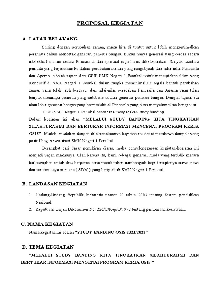Proposal Study Banding OSIS 2021 | PDF