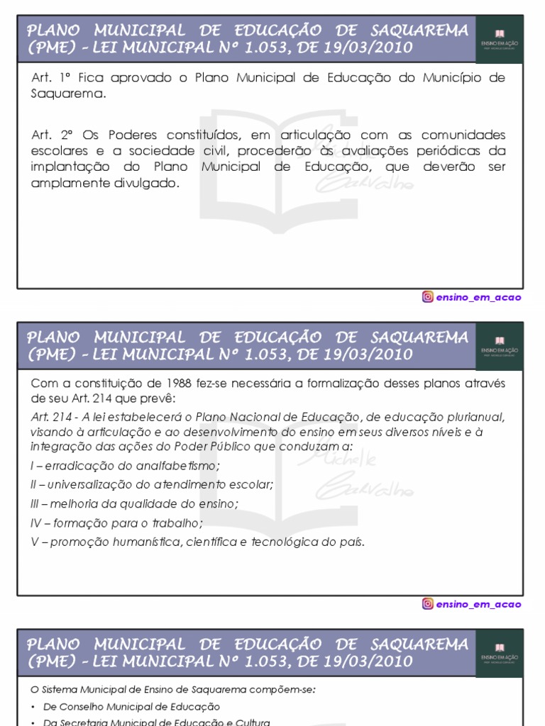 3 - Plano Municipal de Educa - o de Saquarema | PDF | Pré-escola