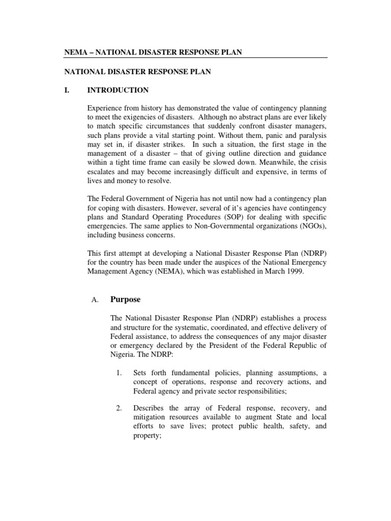 Nigeria National Disaster Plan | PDF | Incident Command System ...
