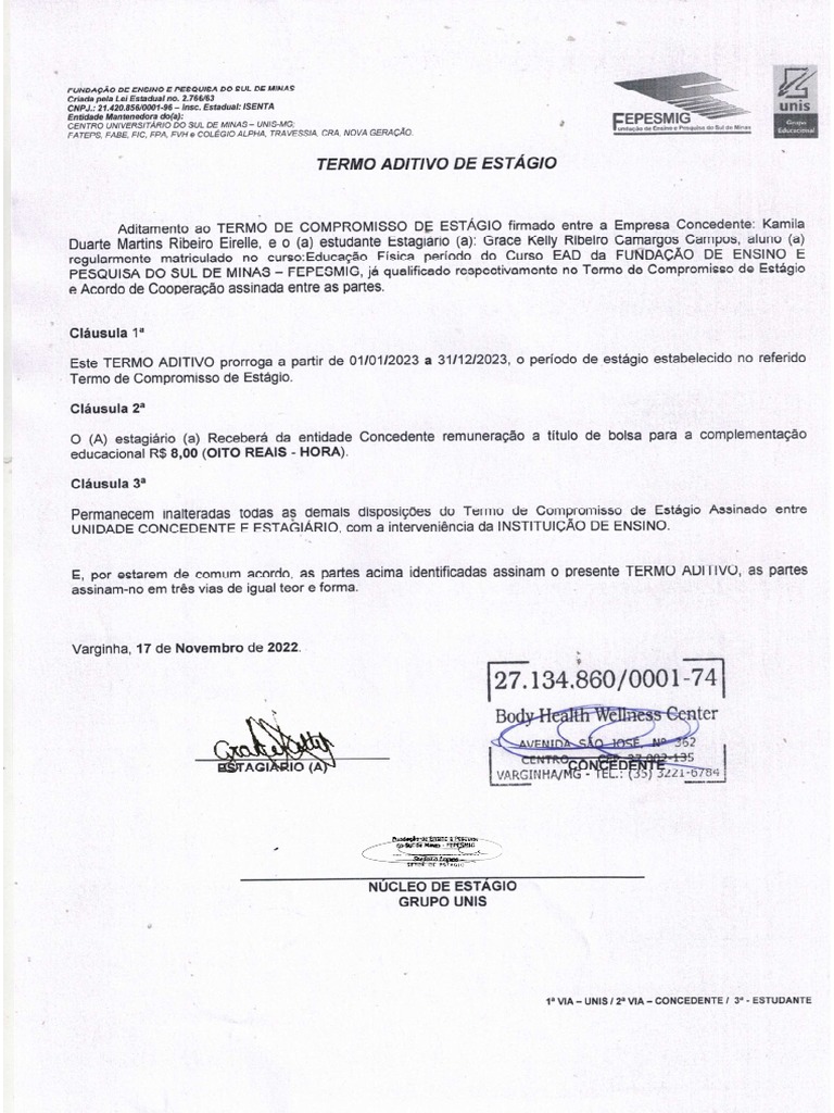 Grace Kelly Ribeiro Camargo Campos - ADITIVO | PDF