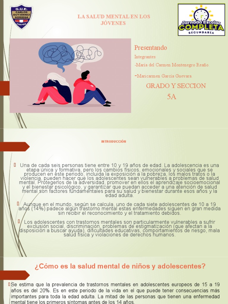 La SALUD MENTAL en Los Jóvenes | PDF | Salud mental | Adolescencia