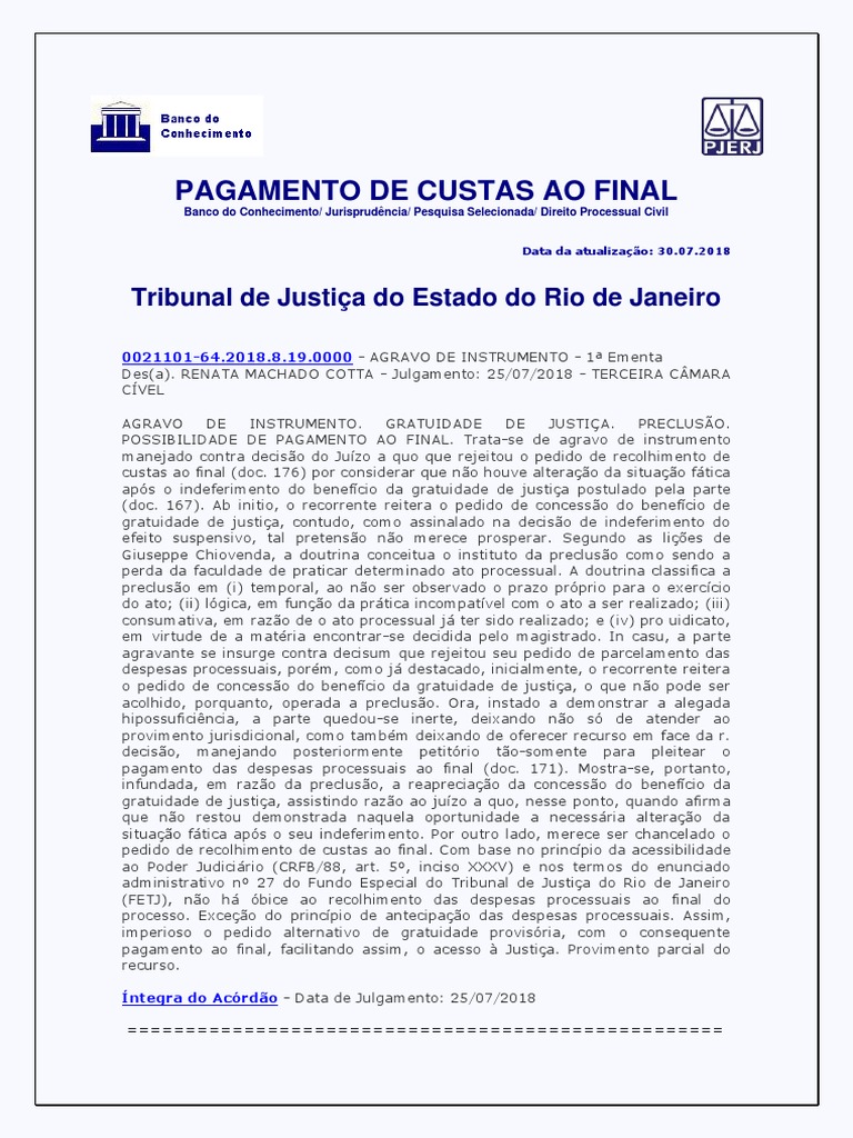 Pagamento Custas Final | PDF | Sentença (jurídico) | Jurisdição