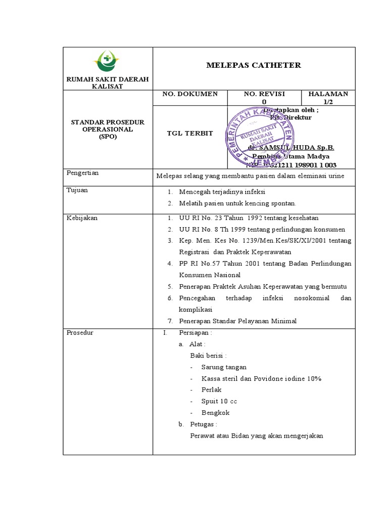 Prosedur Melepas Kateter | PDF
